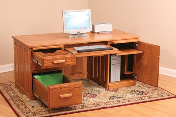 Enclosed Computer Desk Oak